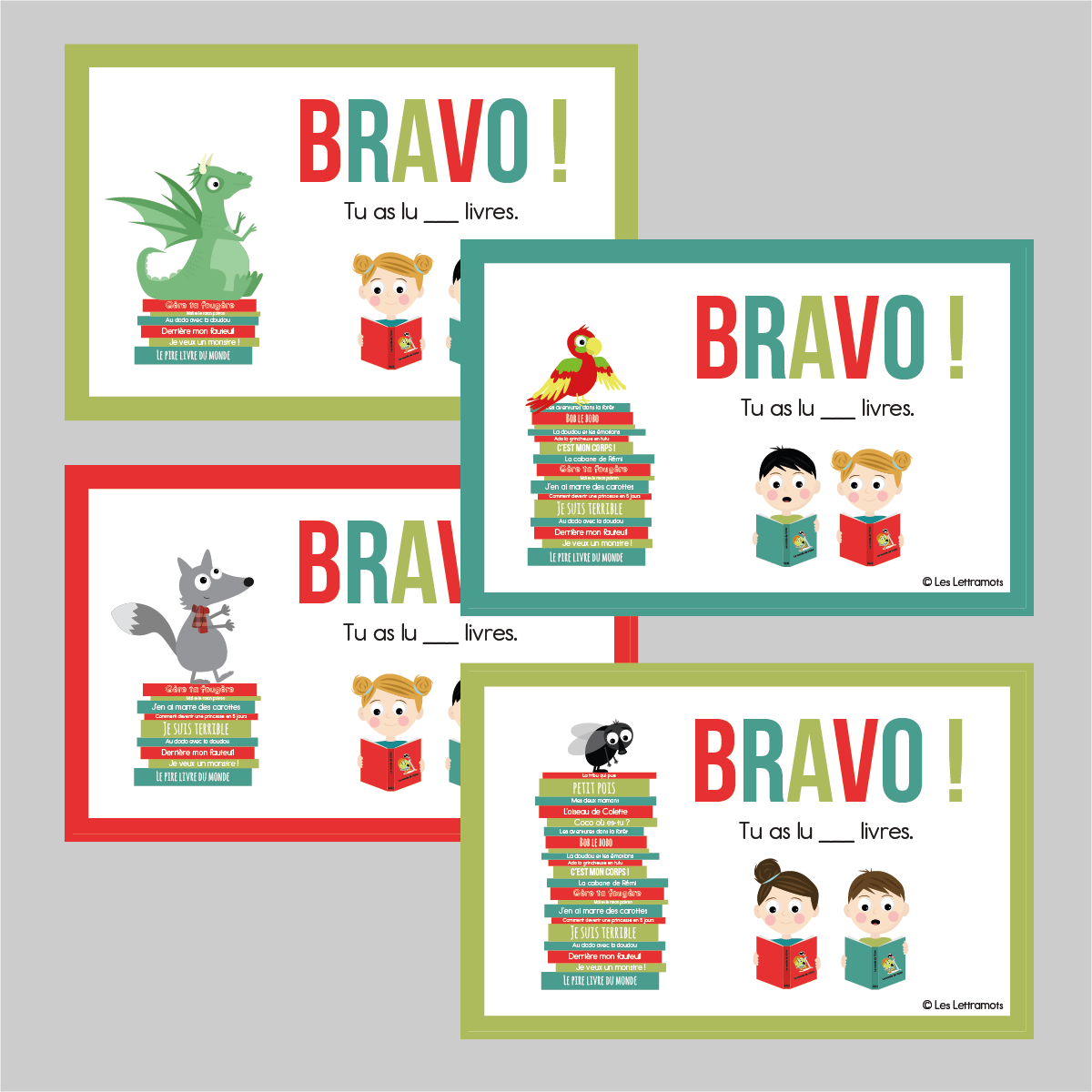 Paquet de 24 certificats de lecture | Les Lettramots